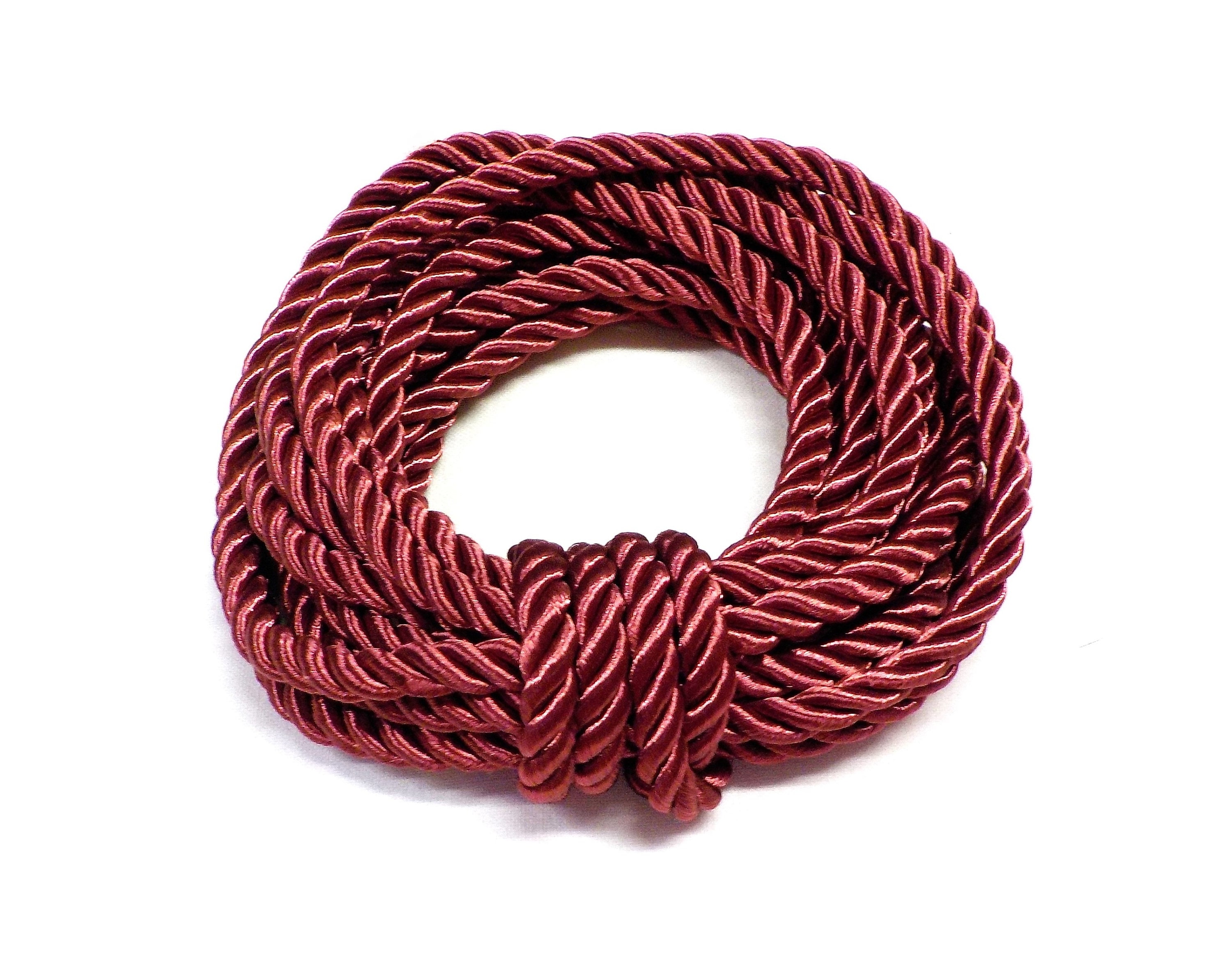 5mm Dark Red Satin Twisted Cord, Wrapped Thread Cord, Polyester Braided ...