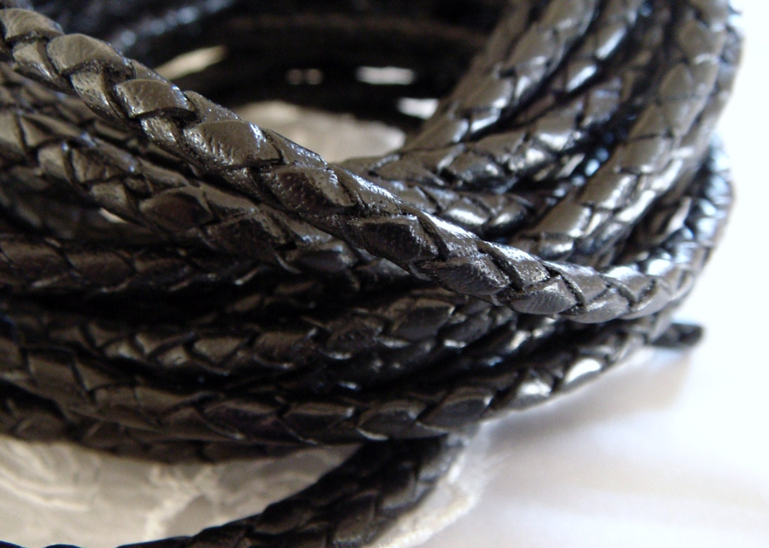 Black Braided Leather Cord 4mm Genuine Leather Cord High - Etsy