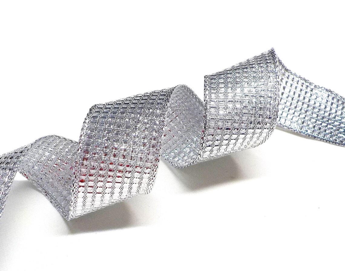 Silver Metallic Ribbon Sparkle Double Sided Wired Ribbon - Etsy