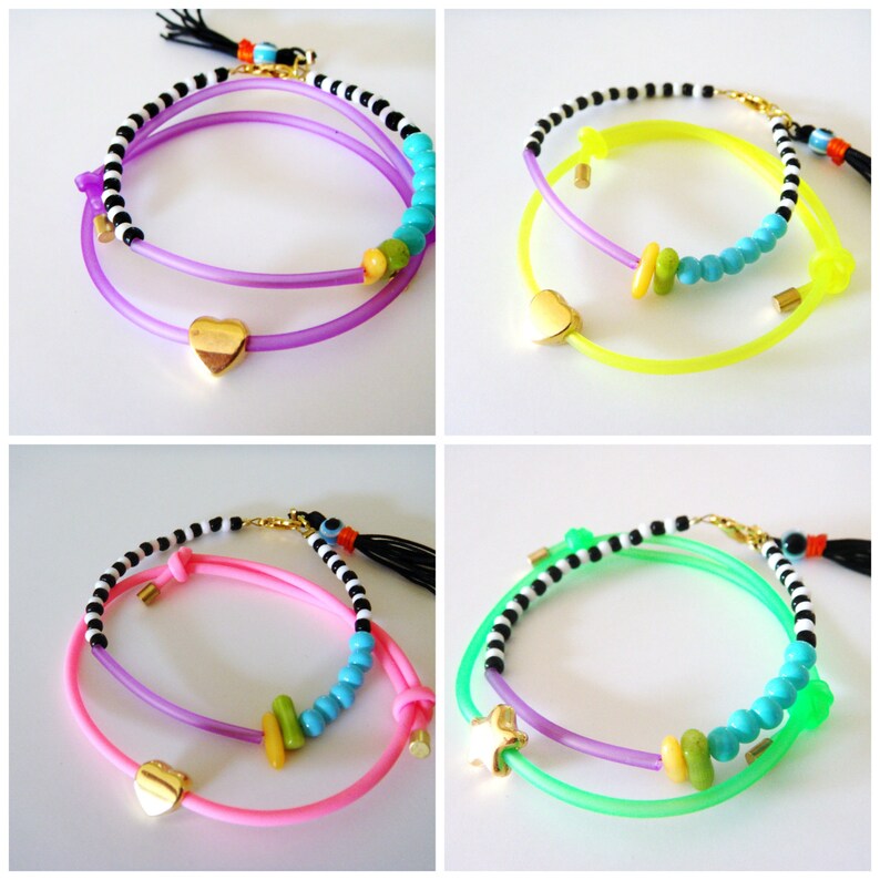 Rubber PVC Bracelet Color Block Friendship Bracelet | Etsy