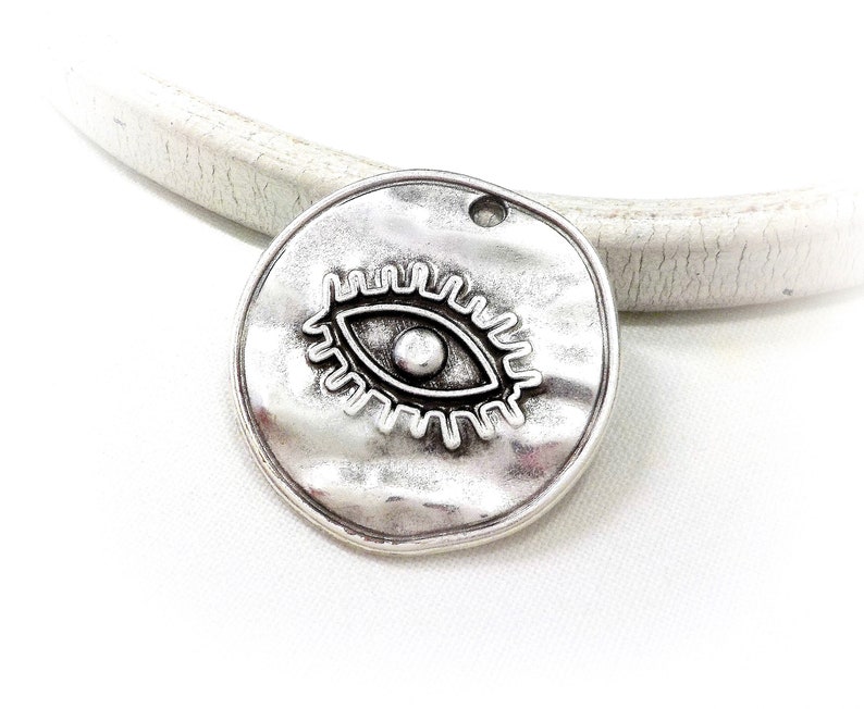 Silver Plated Evil Eye Charm Pendant, Good Luck Pendant, Eye Protection ...