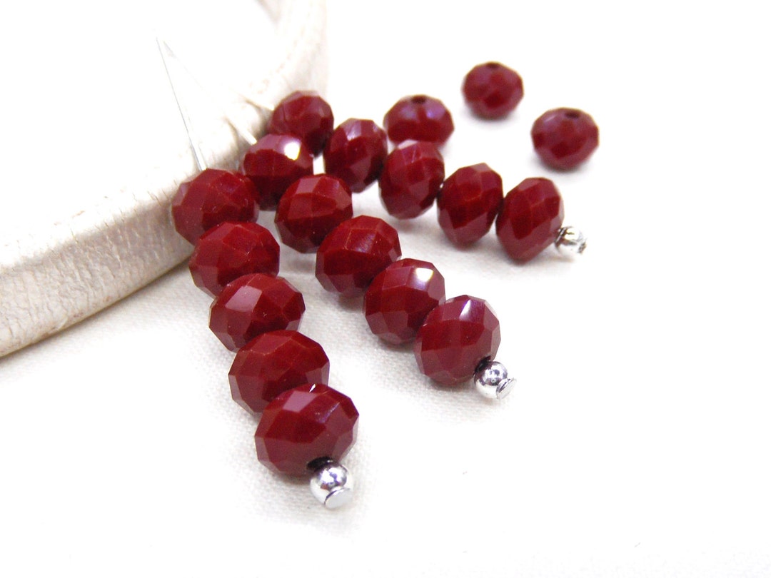 Siam Opaque Glass Crystal, Dark Red Washer Faceted Beads, Rondelle ...