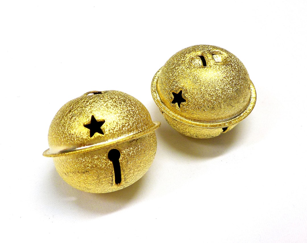 Gold Stardust Jingle Bells, Home Decor Bells, Large Round Sound Bells ...