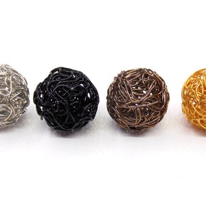 22K Gold Plated Steel Wire Beads, Wire Ball Beads, Wire Mesh Beads ...