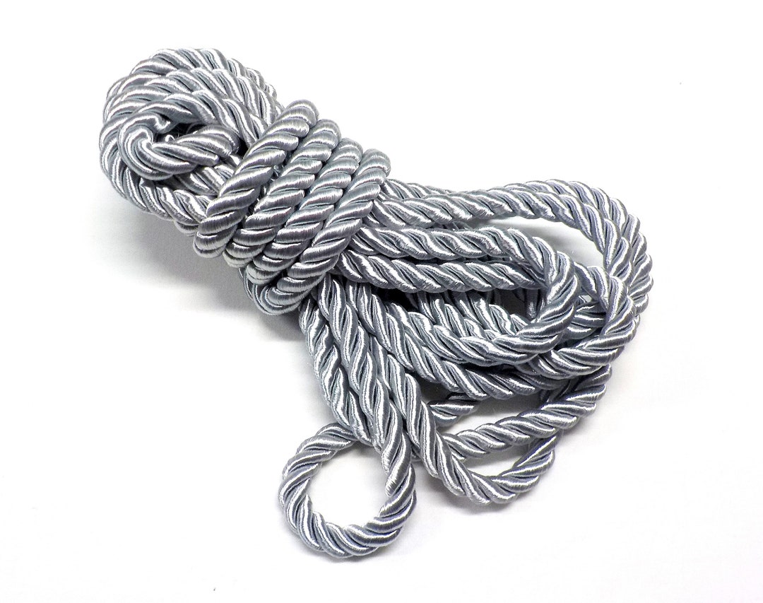 Silver Satin Twisted Cord, Wrapped Thread Cord, 9mm Rope Cord- 1 Yard ...