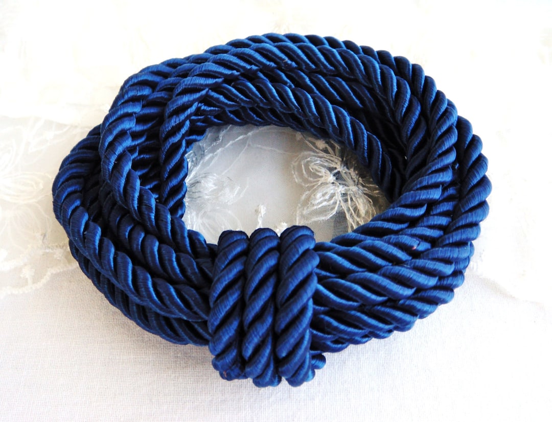 5mm Navy Blue Satin Twisted Cord, Wrapped Thread Cord, Rope Cord- 2 ...