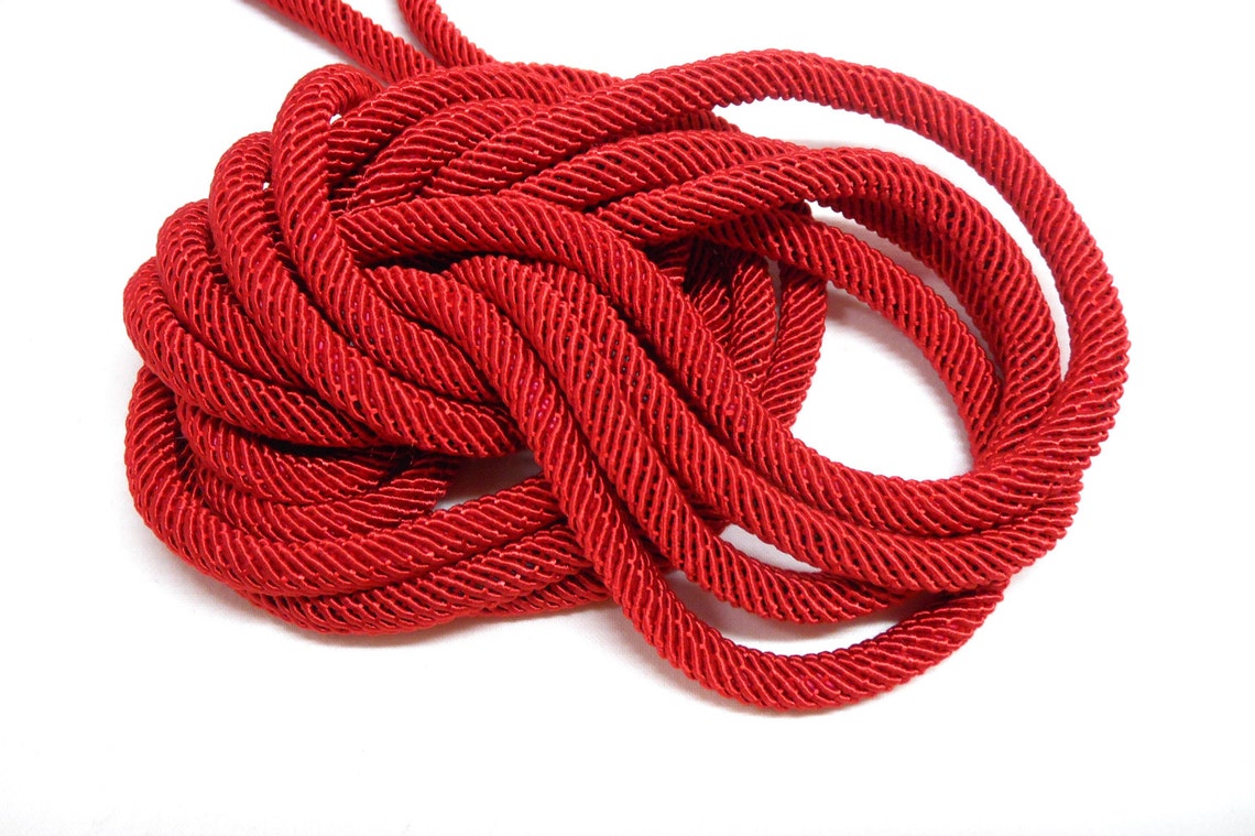 Red Braided Rope Cord Semisoft Trim Cord Artificial Silk - Etsy