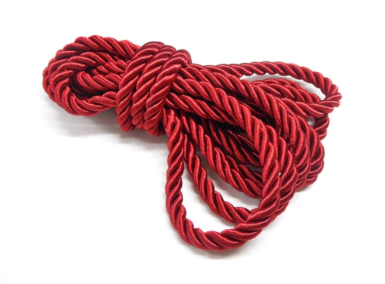 Dark Red Satin Twisted Cord, Wrapped Thread Cord, 9mm Rope Cord- 1 Yard ...