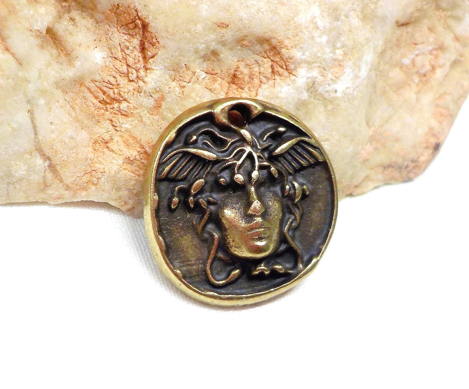 Bronze Medusa Pendant Round Medusa Coin Ancient Greek Round - Etsy
