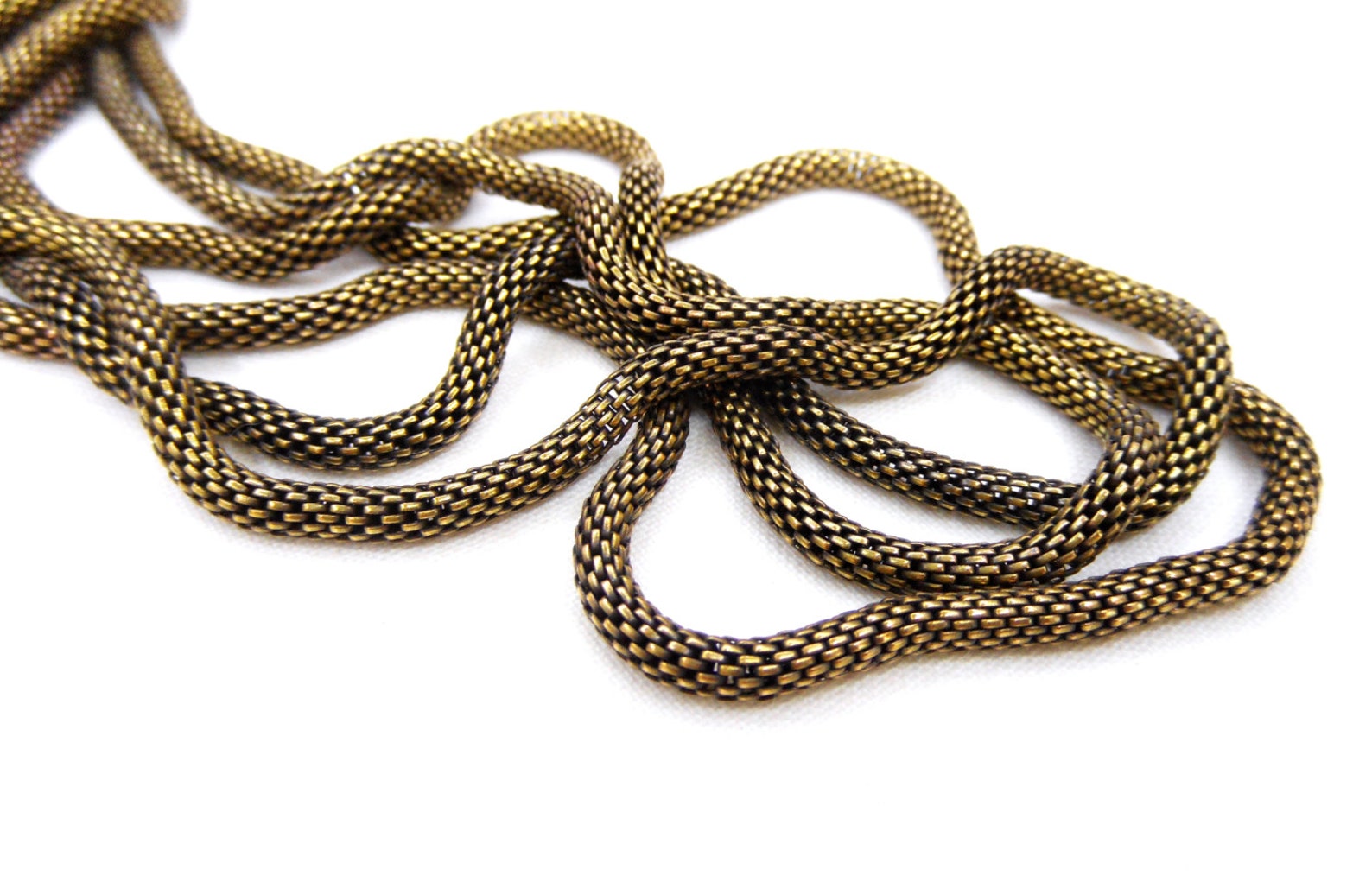 Brass Antique Steel Chain, Mesh Chain, Net Chain, Round Chain 3mm- 7 1/ ...
