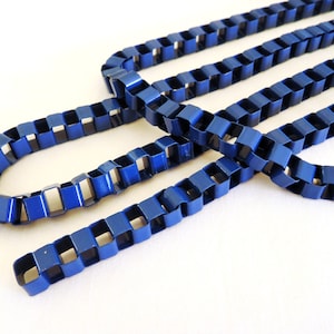Blue Venetian Box Chain, Stainless Steel Chain, Colored Chain 8mm- 15 ...