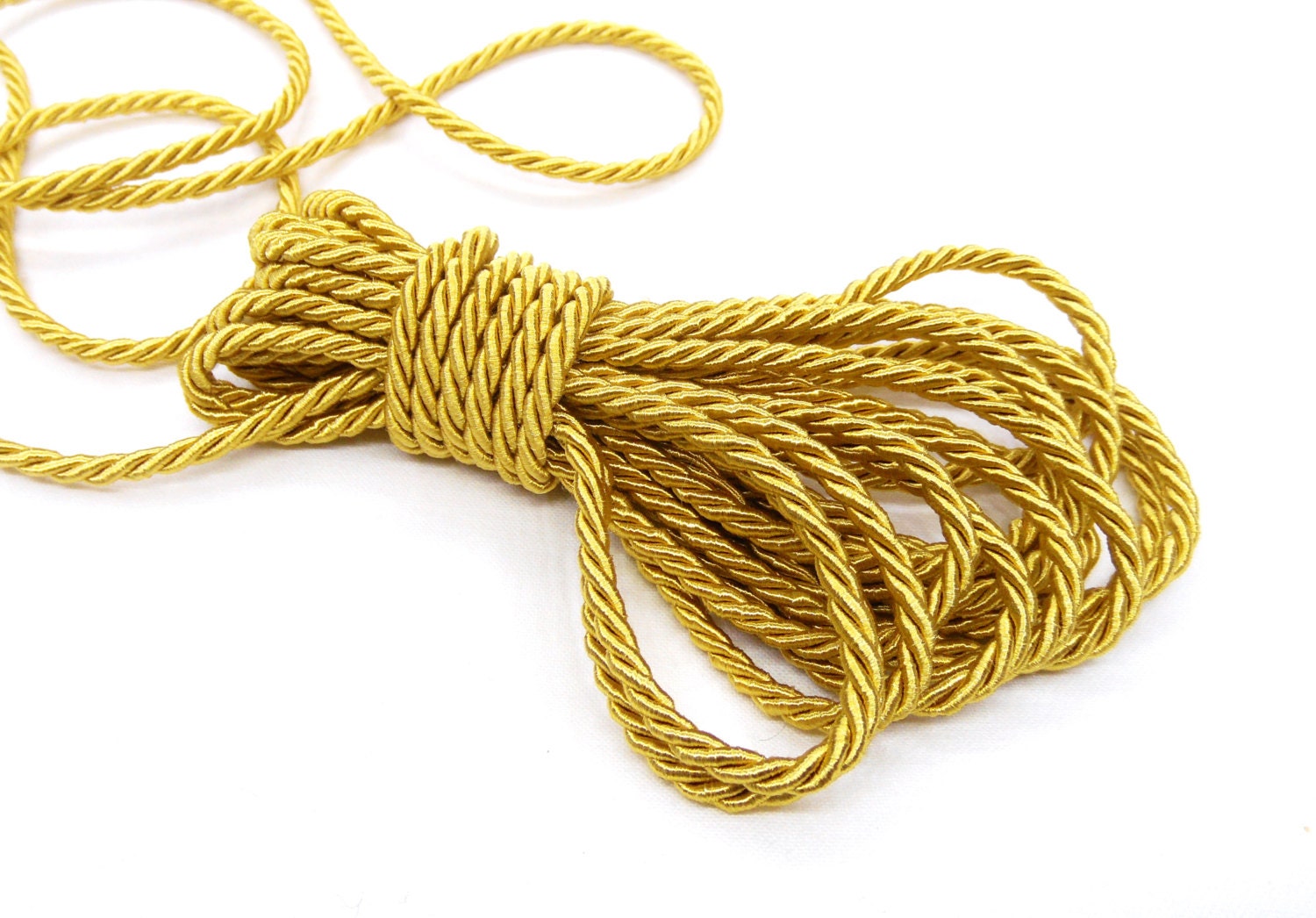 3mm Gold Satin Twisted Cord Wrapped Thread Cord Polyester | Etsy