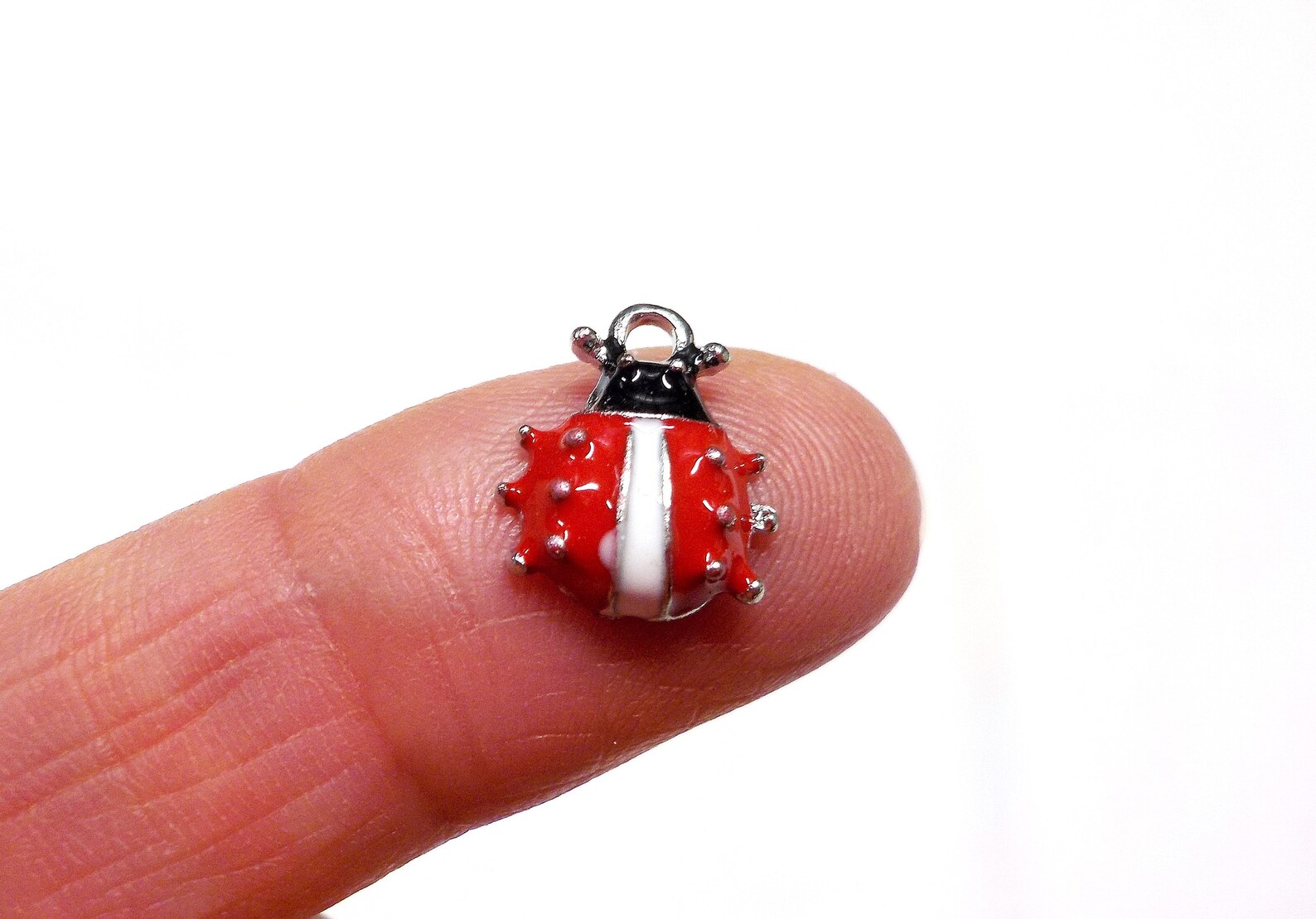 Red Lady Bug Silver Tone Enamel Charm, Red Ladybird Charm, Animal ...
