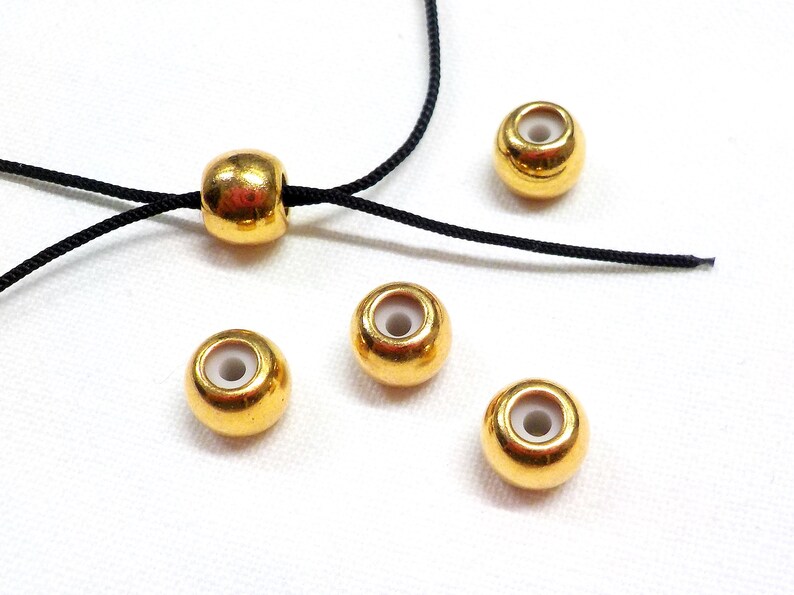 Gold Stopper Beads With Rubber Tube Slider Stopper Beads - Etsy