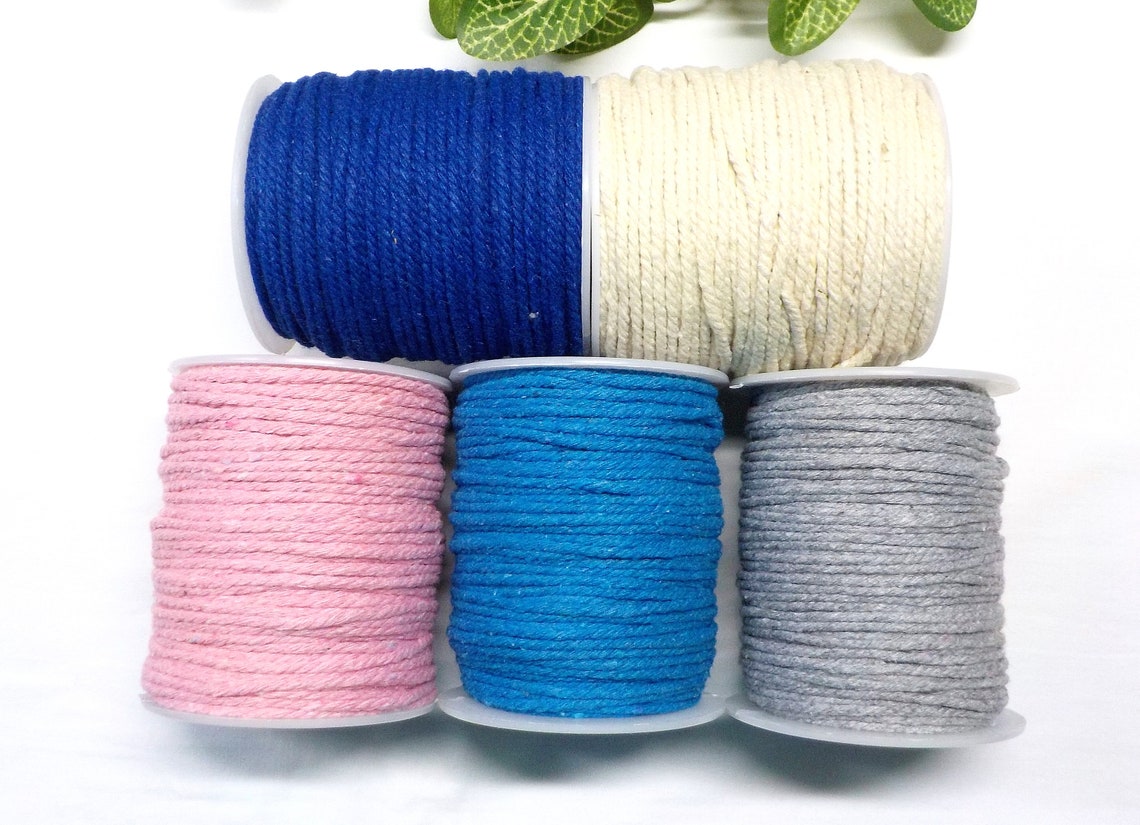 3mm Gray Grey Macrame Cotton Rope 3-strand Twisted 100% - Etsy