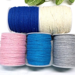 3mm Natural Macrame Cotton Rope, 3-strand Twisted 100% Recycled Cotton ...