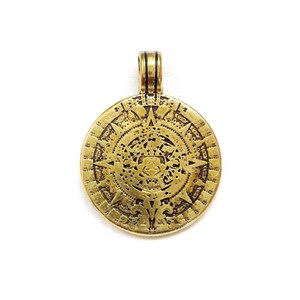 24K Gold or 999 Silver Plated Mayas Calendar Disc, Bronze Ethnic Large ...