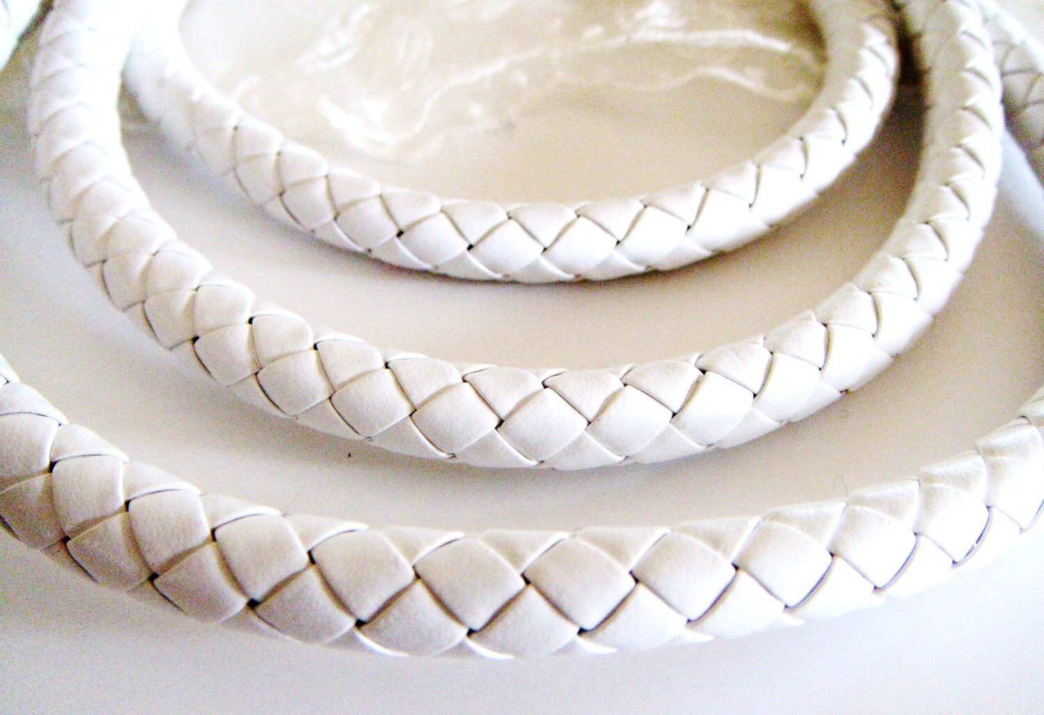 White Braided Vegan Leather Cord Faux Leather 9-10mm Cord | Etsy