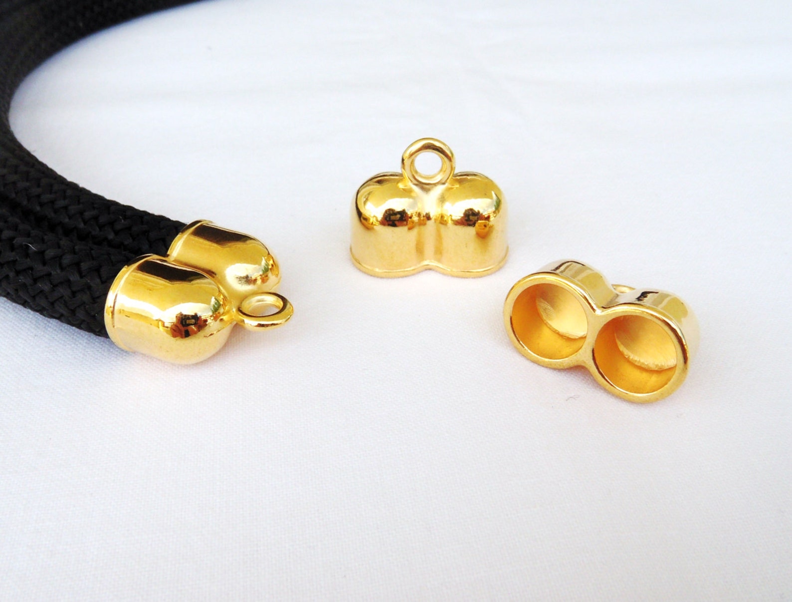 Gold Double End Caps 25x20x13mm Ø 10.2mm Each Hole Cords - Etsy
