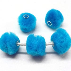 Light Blue Pom Poms With Tube, Pom Pom Beads Sliders, Earrings Necklace ...