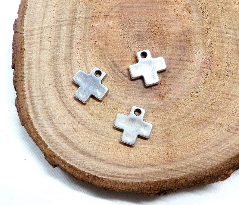 Silver Plated Cross Charm Small Silver Cross Delicate Cross - Etsy