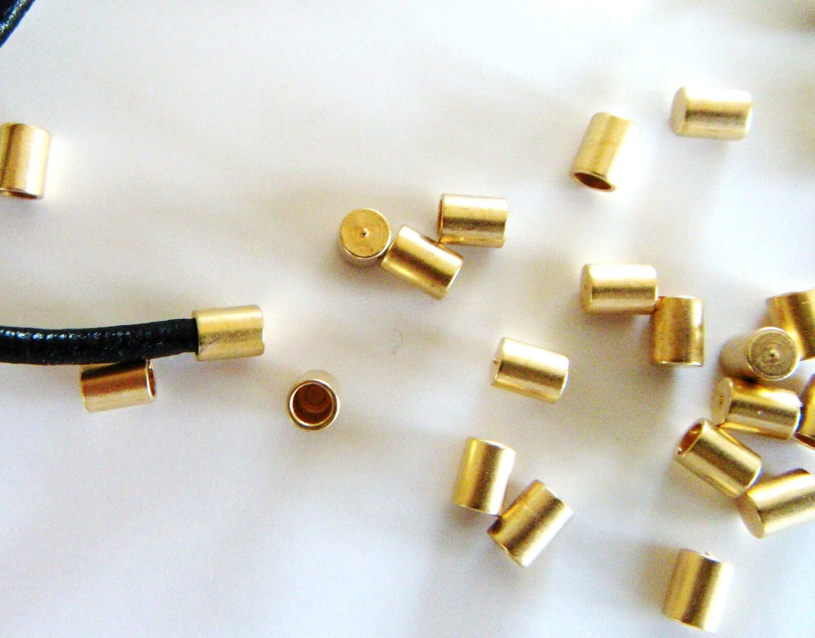 Gold End Caps 3x4mm (without Loop and Hole) for 2mm Leather, Leathers ...