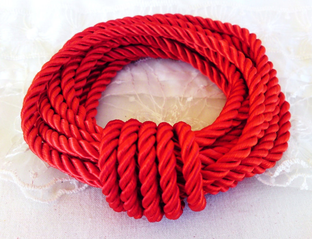5mm Red Satin Twisted Cord, Wrapped Thread Cord, Rope Cord- 2 Yards/ 1 ...