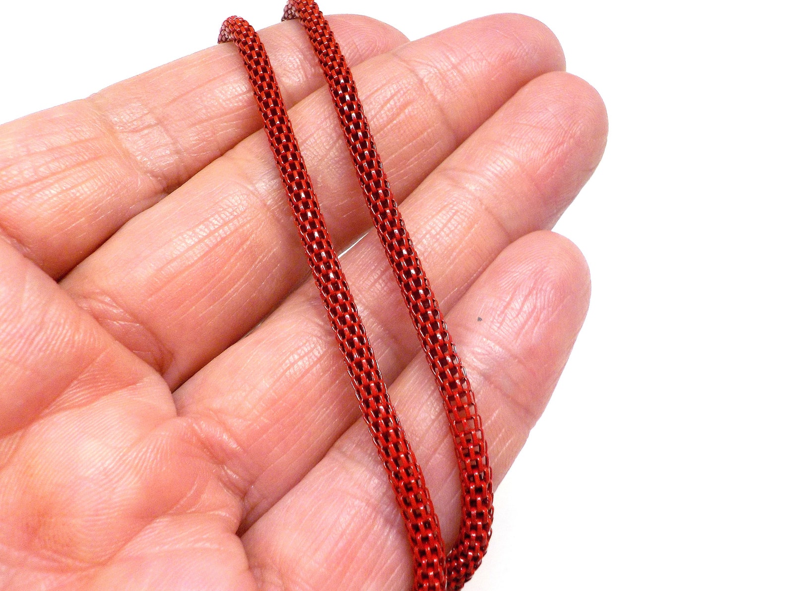 Red Round Steel Chain, Mesh Chain, Net Chain, Colored Round Chain 3mm ...