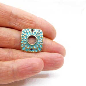 Green Patina Over Brass Square Connector, Greek Metal Cast, Verdigris ...