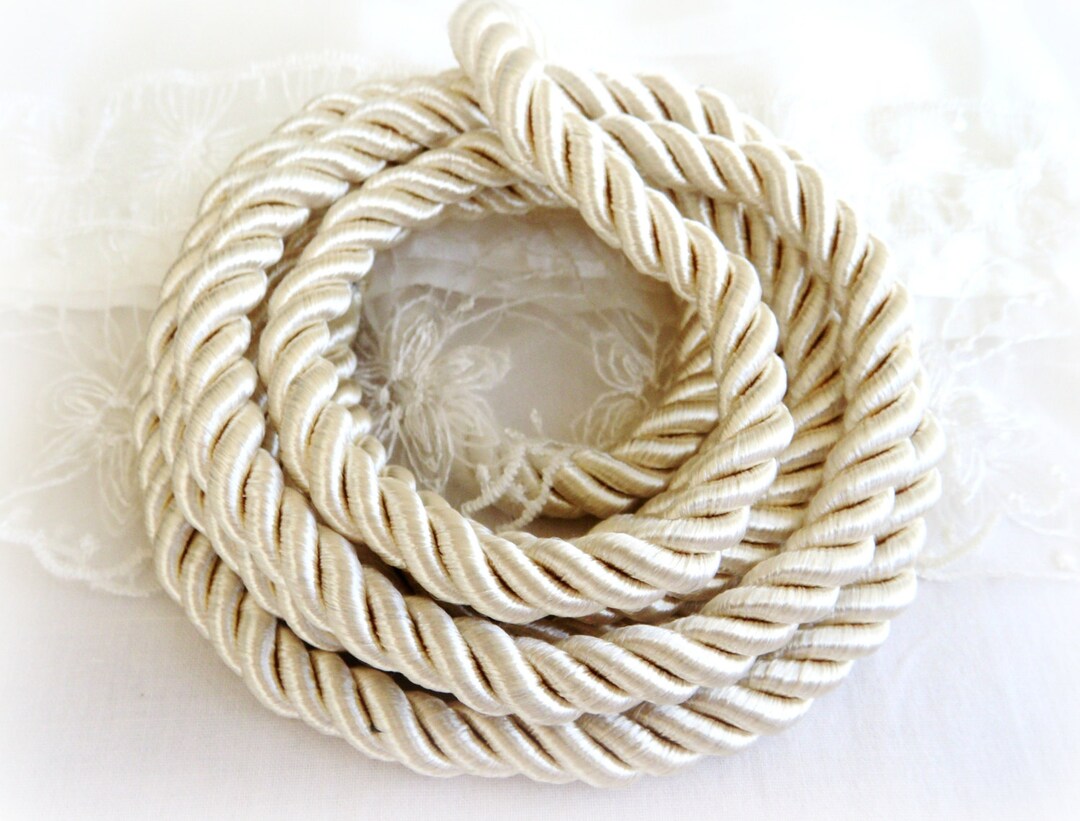 Ivory Satin Twisted Cord, Wrapped Thread Cord, 8mm Rope Cord- 1 Yard/ 0 ...