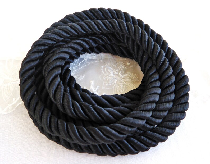 Black Satin Twisted Cord Wrapped Thread Cord 9-10mm Rope | Etsy