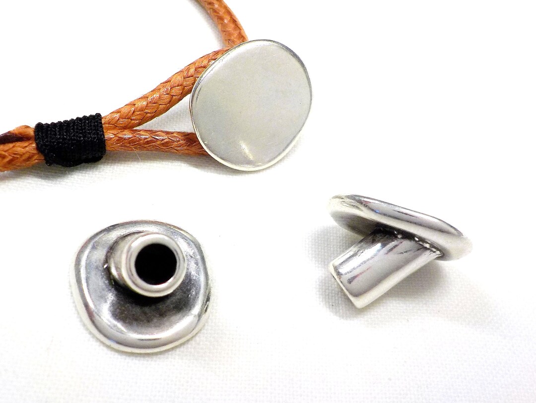 Button Round Clasp, Silver Plated for Round Leather Cord, Wrap Bracelet ...