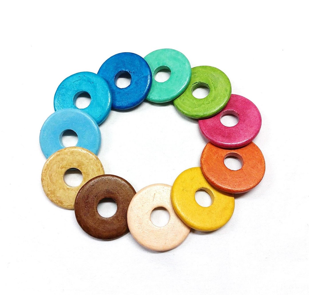 Large Ceramic Washer Disk, Green Greek Ceramic Pendant, Blue Flat ...