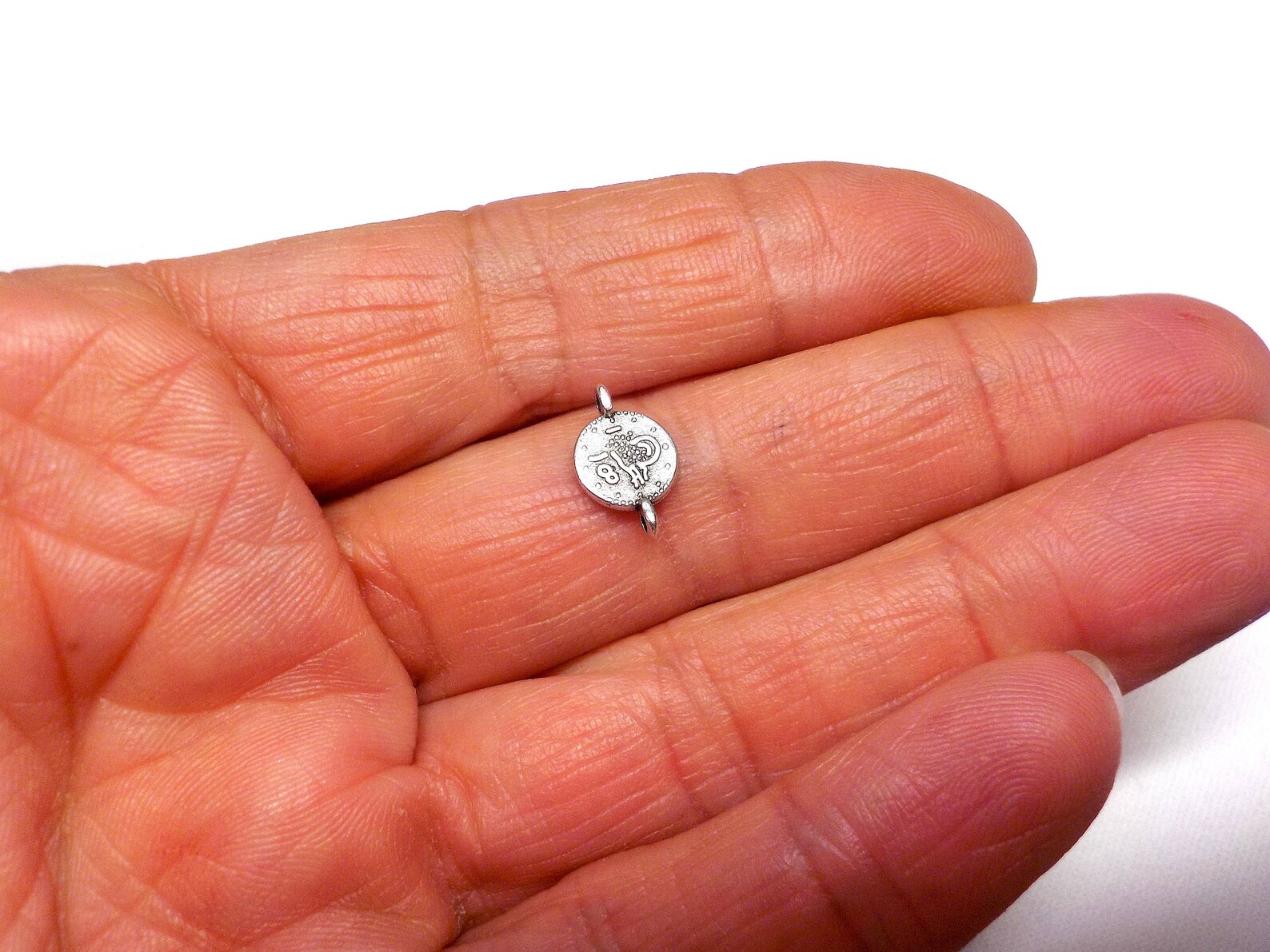 Silver Coin Charm Connector, Mini Ethnic Round Charm, Necklace Bracelet ...