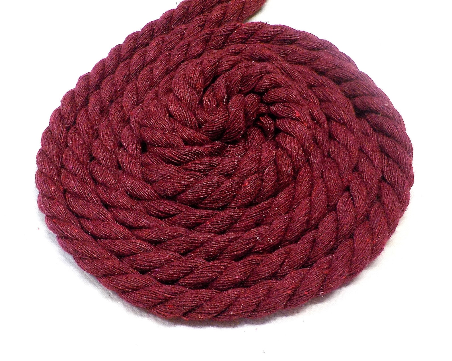 Bordeaux Twisted Cotton Cord Dark Red Wrapped Cord 9mm Soft - Etsy