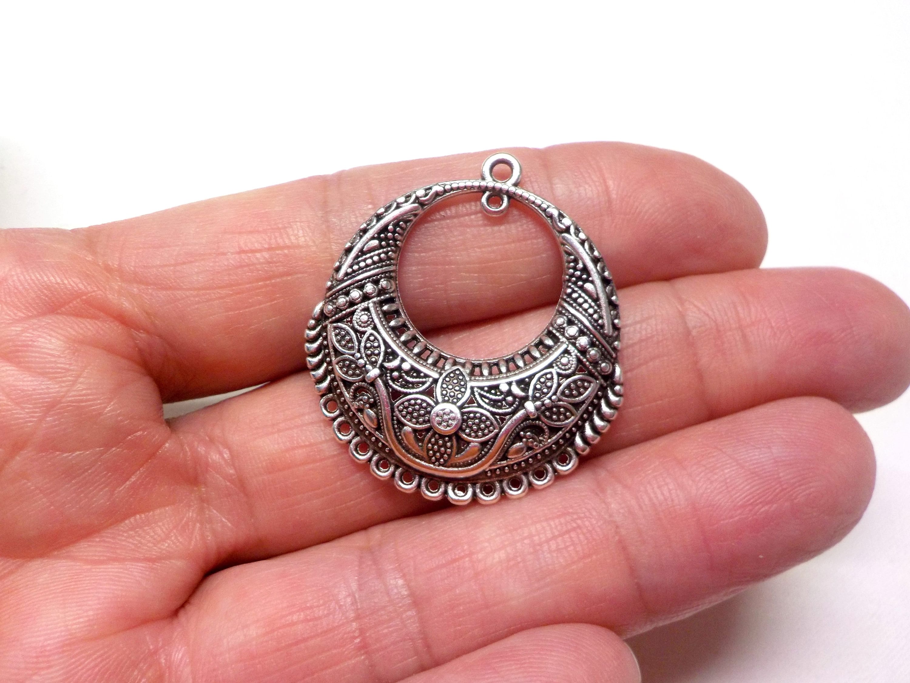 Silver Plated Chandelier Pendant, Statement Pendant, Ethnic Bohemian ...