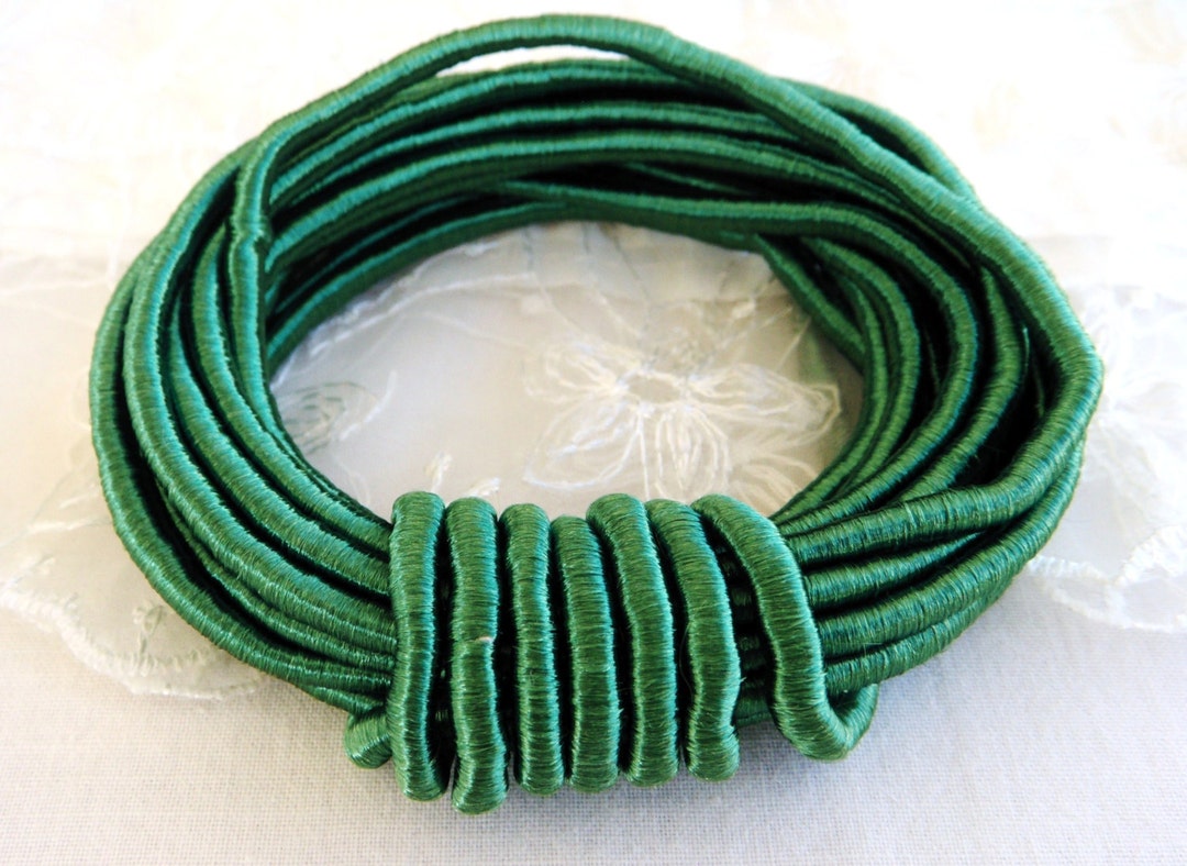 Wrapped Silk Satin Cord, Green Satin Cord, Soutache Wrapped Thread Cord ...