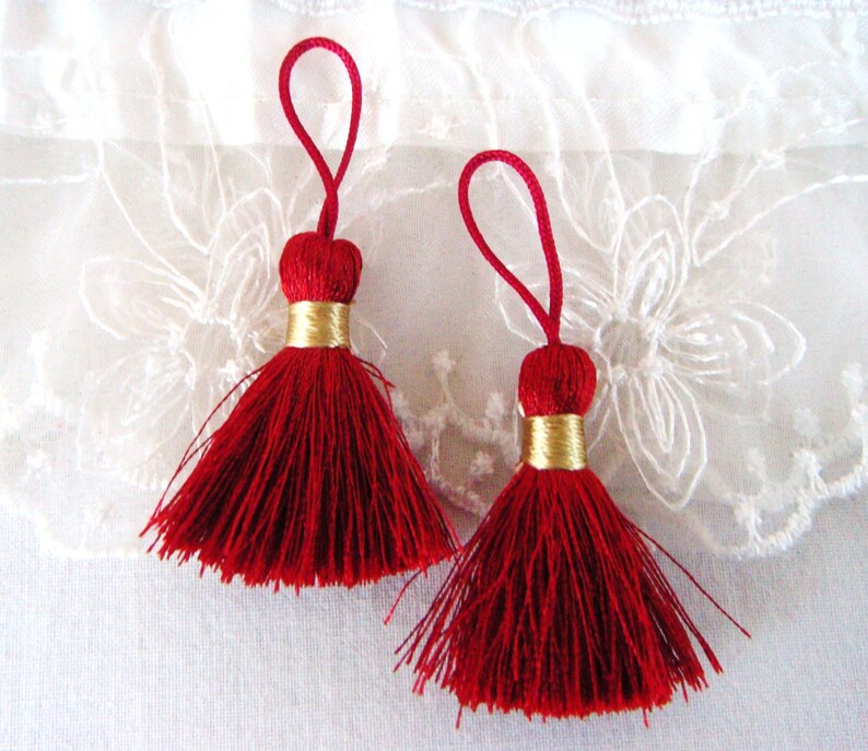 Red Gold Thread Mala Tassel Thick Tassel Charm Tassel | Etsy