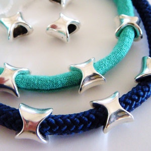 Silver Plated Irregular Tube Beads, Irregular Metal Rings Sliders ...