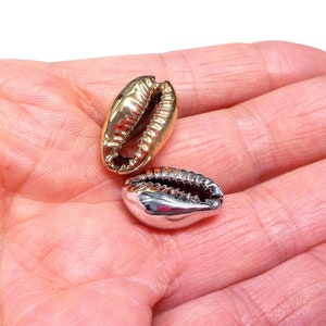 Gold Plated Natural Sea Shell, Back Cut Cowrie Shell Beads, Gold ...