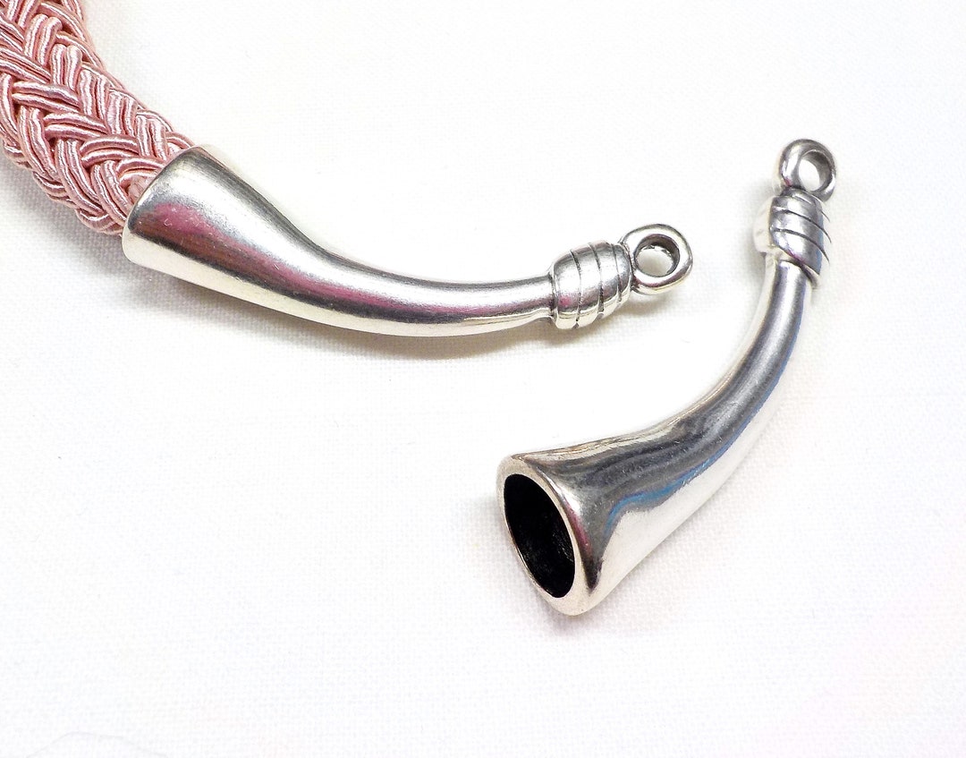 Silver End Cap, Horn Silver End Clasp, Terminal Horn Cap, Cord End for ...