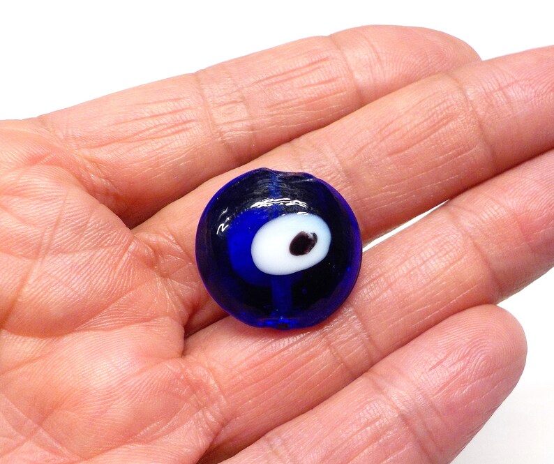 Large Evil Eye Flat Beads Blue Evil Eye Beads Good Luck | Etsy