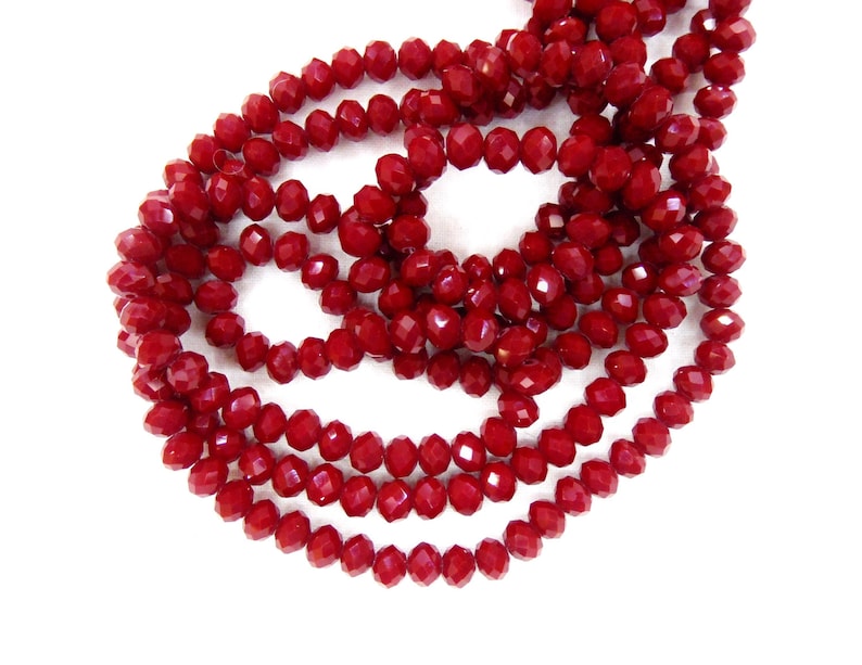Siam Opaque Glass Crystal, Dark Red Washer Faceted Beads, Rondelle ...