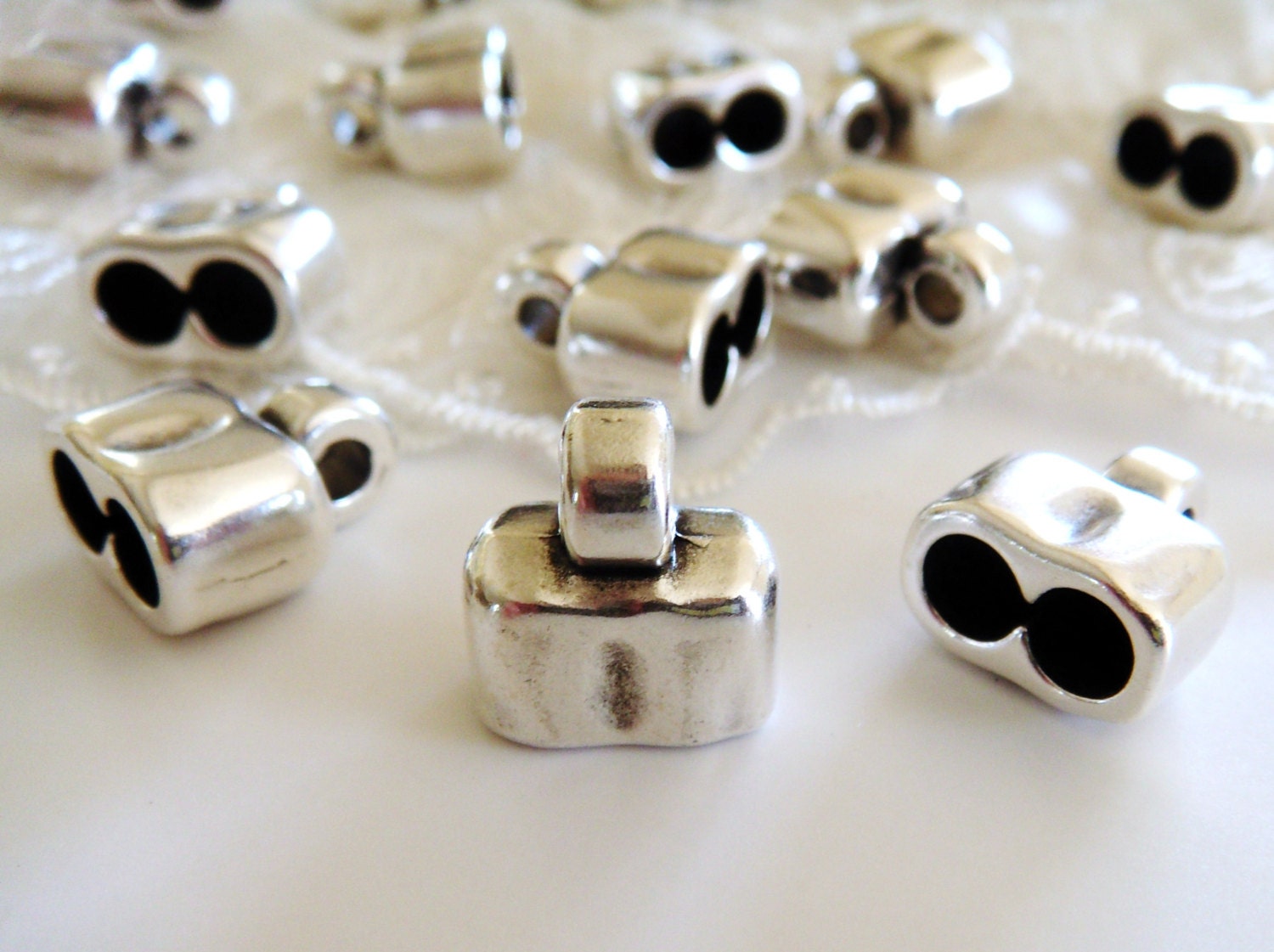 Silver Plated Double End Caps Double Terminator Double Cord - Etsy