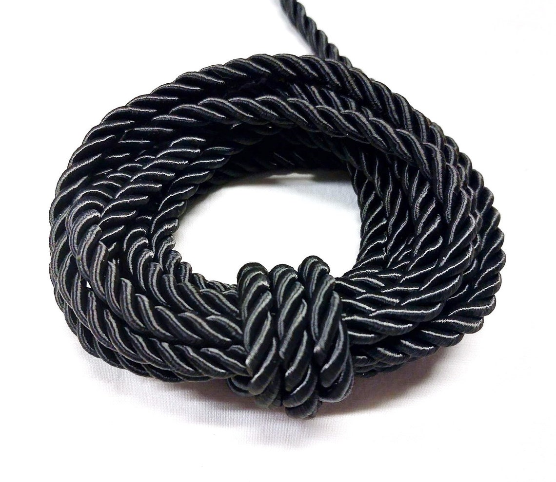 Black Satin Twisted Cord, Wrapped Thread Cord, Polyester Braided Cord ...