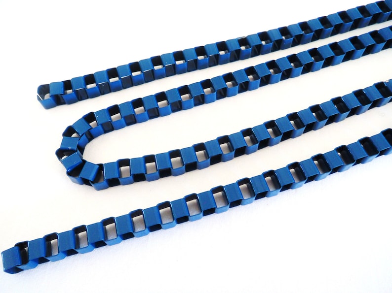 Blue Venetian Box Chain Stainless Steel Chain Colored Chain | Etsy