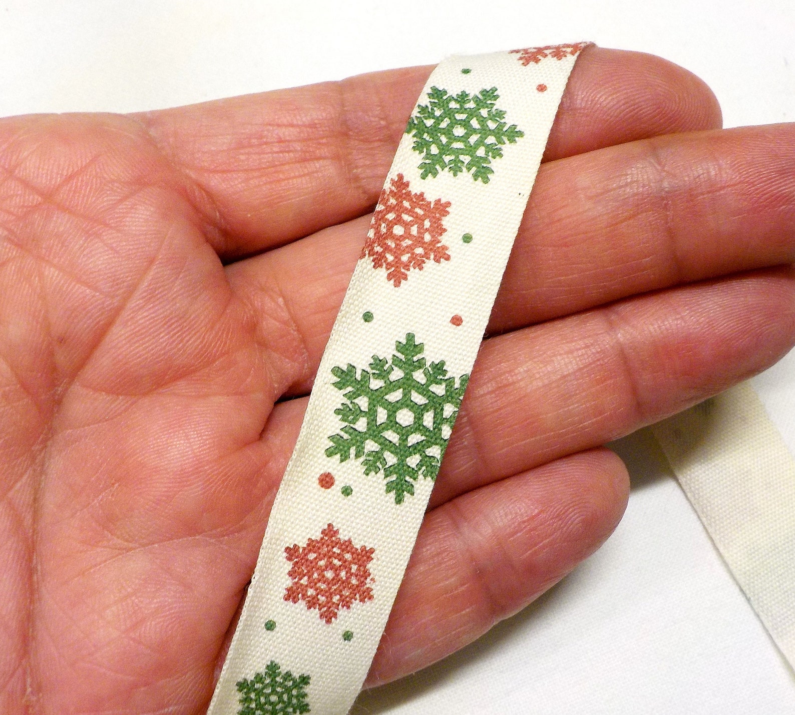Cotton Printed Snowflake Ribbon Christmas Ribbon Home Decor | Etsy