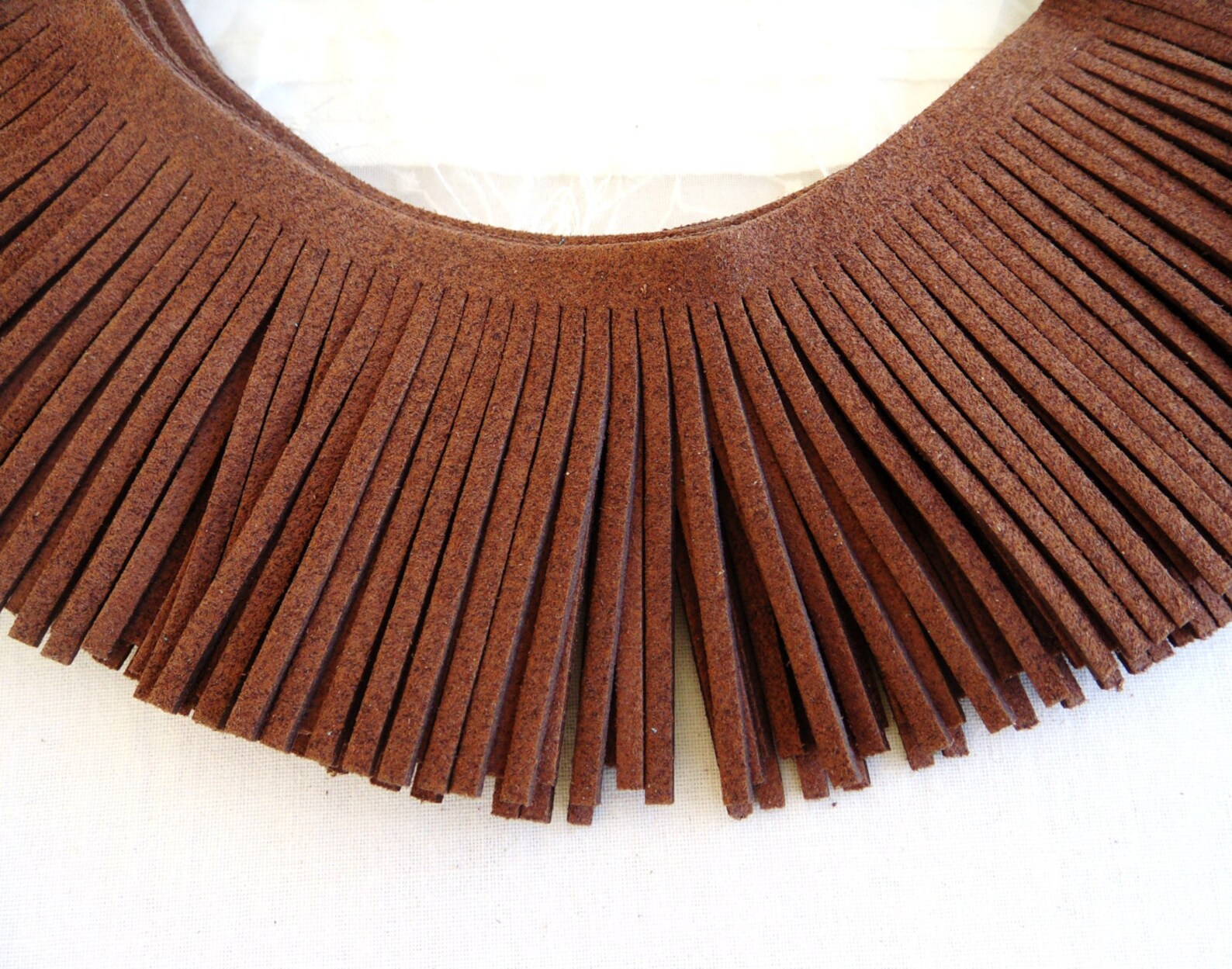 Fringe Trim Faux Suede Coffee Brown, Flat Suede Piece Fringe, 60mm Wide ...