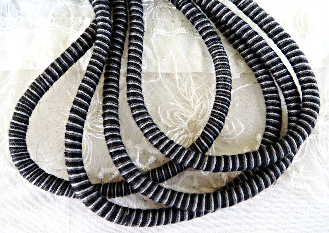 Black Grey Multi Wrapped Thread Rope Cord, Covered Cording Fibre Wrap ...