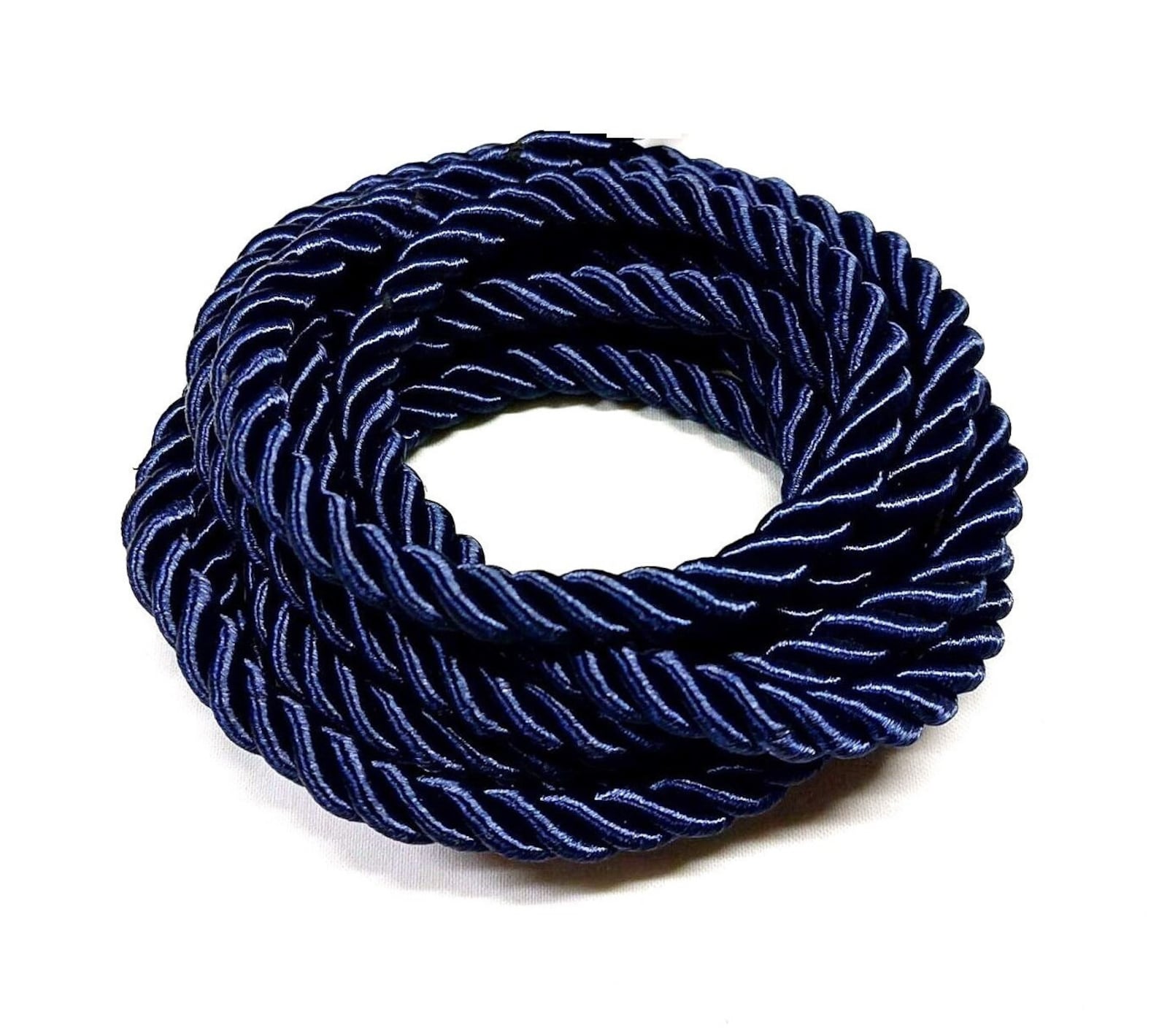 Navy Blue Satin Twisted Cord, Wrapped Thread Cord, Polyester Braided ...